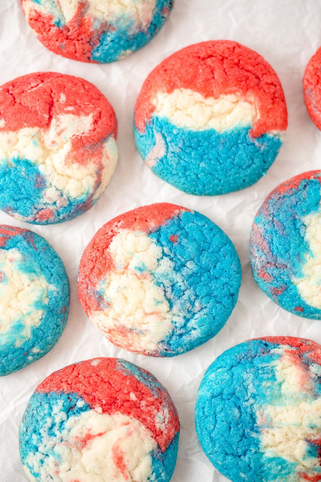 Red, White, and Blue Cake Mix Cookies - Elle Makes Dessert
